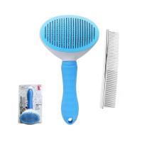 China Gray Pet Hair Remover Comb - Self-Cleaning Grooming Brush 21×11cm with Custom Logo Option for sale