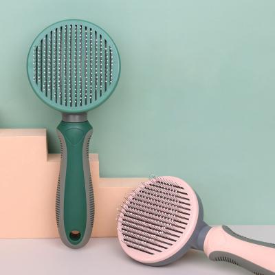 China Self Cleaning Pet Grooming Slicker Brush 20x8x7cm Portable Dog Cat Hair Removal for sale