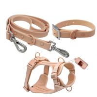 China Custom Logo Waterproof Soft PVC Dog Collar Leash Harness Set S M L 0.3kg for sale