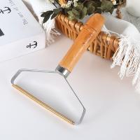 China Pet Hair Remover Brush Wooden Handle Stainless Steel Bristles 16x13cm for Dogs Cats for sale