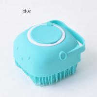 China Blue Pink Shampoo Dispensing Brush Silicone Dog Bath Brush Custom for sale