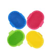 China Adjustable Handle Dog Bath Brush with TPR Massage Rubber Bristles 13x10cm for Pet Grooming for sale