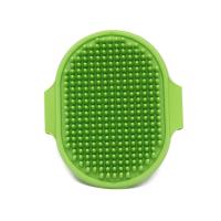 China Adjustable Handle Dog Bath Brush with TPR Massage Rubber Bristles 13x10cm for Pet Grooming for sale
