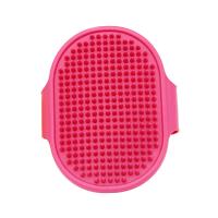 China Adjustable Handle Dog Bath Brush with TPR Massage Rubber Bristles 13x10cm for Pet Grooming for sale