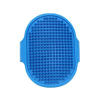 China Adjustable Handle Dog Bath Brush with TPR Massage Rubber Bristles 13x10cm for Pet Grooming for sale