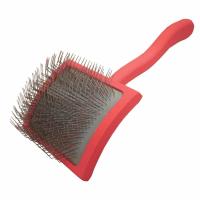 China Pet Wire Grooming Brush Wooden Handle Long Pin Slicker Brush for Medium Large Dogs 20x10cm for sale