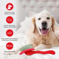 China Pet Wire Grooming Brush Wooden Handle Long Pin Slicker Brush for Medium Large Dogs 20x10cm for sale