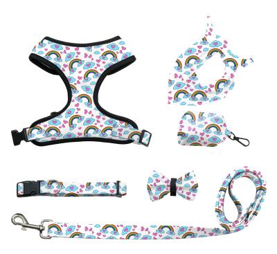 China Personalized Custom Dog Cat Harness Sets Adjustable No Pull Luxury Designer Collar and Leash Set with Custom Colors for sale