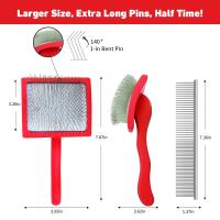 China Pet Wire Grooming Brush Wooden Handle Long Pin Slicker Brush for Medium Large Dogs 20x10cm for sale