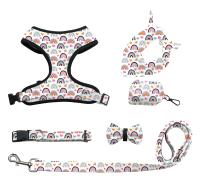 China Personalized Custom Dog Cat Harness Sets Adjustable No Pull Luxury Designer Collar and Leash Set with Custom Colors for sale