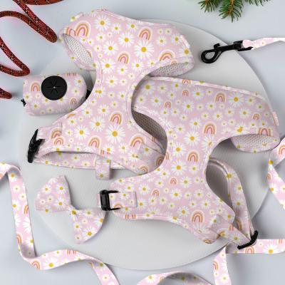 China Custom Personalized Green Avocado Pattern Adjustable Outdoor Pet Dog Harness with Polyester Material and Customized Logo for sale