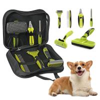 China Customized 6 In 1 Dog Brush Set Pet Grooming Kit with Travel Bag 24.5cm for sale