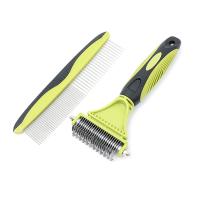 China Custom Logo Pet Grooming Comb Set 2 in 1 Fine and Wide Teeth for Cats Dogs 26cm for sale