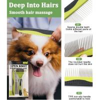 China Custom Logo Pet Grooming Comb Set 2 in 1 Fine and Wide Teeth for Cats Dogs 26cm for sale