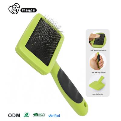 China Pet Pin Brush Cat Dog Hair Grooming Slicker Custom Logo Three Sizes 15.5-19.5cm Sustainable for sale