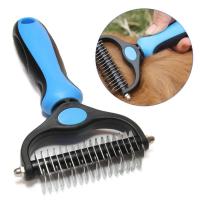 China Pet Grooming Stainless Steel Double Sided Comb 17.2cm Detangling Brush for Dogs Sustainable for sale