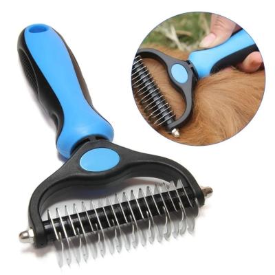 China Pet Grooming Stainless Steel Double Sided Comb 17.2cm Detangling Brush for Dogs Sustainable for sale