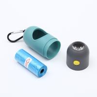 China LED Dog Poop Bag Dispenser with Flashlight - 11×4.5cm Plastic Waste Bag Holder with Carabiner Clip for sale