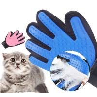 China Silicone Pet Hair Remover Glove 22x15cm Blue Cat Brushing Glove for Small Animals for sale