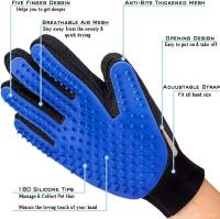 China Silicone Pet Hair Remover Glove 22x15cm Blue Cat Brushing Glove for Small Animals for sale