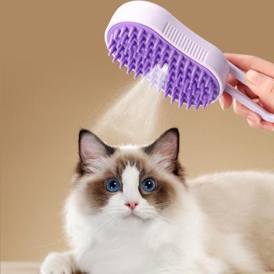 China 3 in 1 Pet Grooming Steamer Brush with Self Cleaning Steam Hair Removal Comb 11.5cm ABS TPR for sale