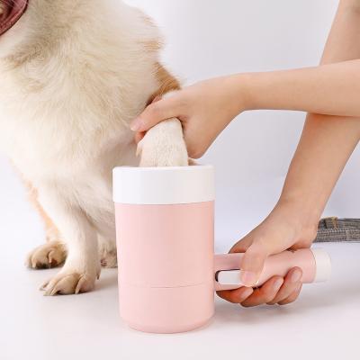 China Pink Silicone Dog Paw Cleaner Cup Portable Pet Foot Washer 21x10x16cm for sale