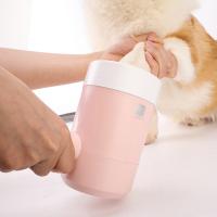 China Pink Silicone Dog Paw Cleaner Cup Portable Pet Foot Washer 21x10x16cm for sale