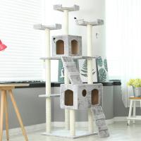 China 186cm Large Wooden Cat Climbing Tower with Sisal Scratching Posts and 2 Condos - 55×50cm Base for sale