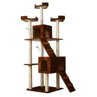 China 186cm Large Wooden Cat Climbing Tower with Sisal Scratching Posts and 2 Condos - 55×50cm Base for sale