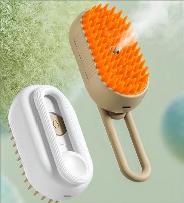 China 3-in-1 Pet Hair Removal Steam Brush with Foldable Handle 19.5cm Grooming Tool for Cats for sale