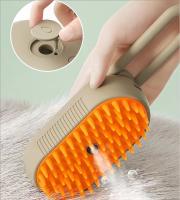 China 3-in-1 Pet Hair Removal Steam Brush with Foldable Handle 19.5cm Grooming Tool for Cats for sale