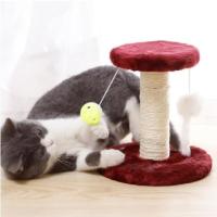 China Christmas Cats Scratching Posts Solid Wood Red Brown Cat Scratching Pole for sale