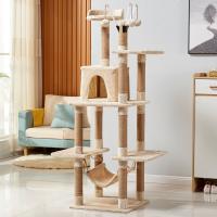 China Wall Mounted Cat Scratching Post with Multi-Level Platforms - 154cm Height, 24kg Weight, Solid Wood Construction for sale