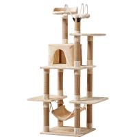 China Wall Mounted Cat Scratching Post with Multi-Level Platforms - 154cm Height, 24kg Weight, Solid Wood Construction for sale