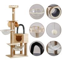 China Custom Sizes Wooden Cat Tree with Sisal Scratcher Houses 60x60x200cm for sale