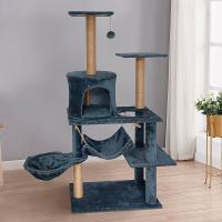 China Cat Scratching Tree Natural Multi-level Platform Wooden  Cat Tree With Hammock for sale