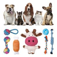 China Interactive Sound Plush Toy Set Silicone Cotton Rope Pet Toys for Cats Dogs 12 Styles for sale