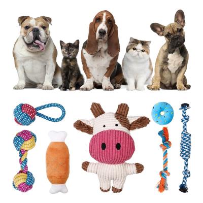 China Interactive Sound Plush Toy Set Silicone Cotton Rope Pet Toys for Cats Dogs 12 Styles for sale