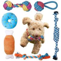 China Interactive Sound Plush Toy Set Silicone Cotton Rope Pet Toys for Cats Dogs 12 Styles for sale
