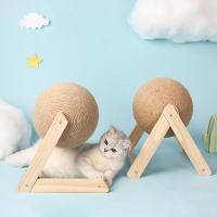 China Wooden Cat Scratching Ball Toy Sisal Rope Ball Board for Cat Claw Sharpening S M L Size for sale