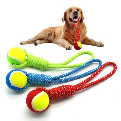 China Plush Interactive Pet Toy Ball with Rope Teeth Cleaning 35cm for Dogs Cats for sale