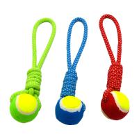 China Plush Interactive Pet Toy Ball with Rope Teeth Cleaning 35cm for Dogs Cats for sale