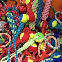 China Plush Interactive Pet Toy Ball with Rope Teeth Cleaning 35cm for Dogs Cats for sale