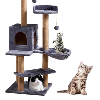 China Original Design Faux Fur Rope Big Cat Tree with Sisal Scratching Posts for Large Cats for sale