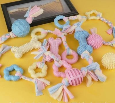 China Natural Chew Toys Set for Small Dogs Puppies TPR Molar Rod Rope Toy Catnip Infused 4 Sizes for sale
