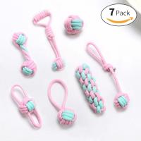 China Interactive TPR Rope Dog Chew Toy Pink Dental Cleaning Teeth 30cm for sale