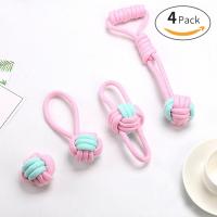 China Interactive TPR Rope Dog Chew Toy Pink Dental Cleaning Teeth 30cm for sale