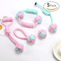 China Interactive TPR Rope Dog Chew Toy Pink Dental Cleaning Teeth 30cm for sale
