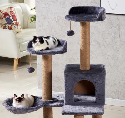China Custom Wooden Cat Climbing Tree with Modern Luxury Design and Scratching Post Tower for sale