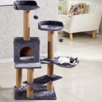 China Wood Cat House Scratcher Black Cat Scratching Pole Tower Customized for sale